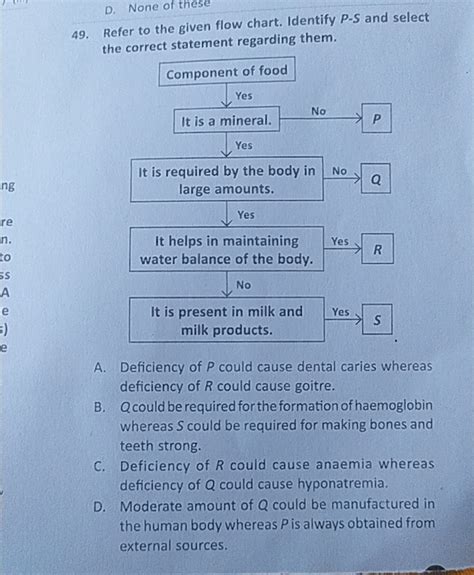 49 Refer To The Given Flow Chart Identify P S And Select The Correct St