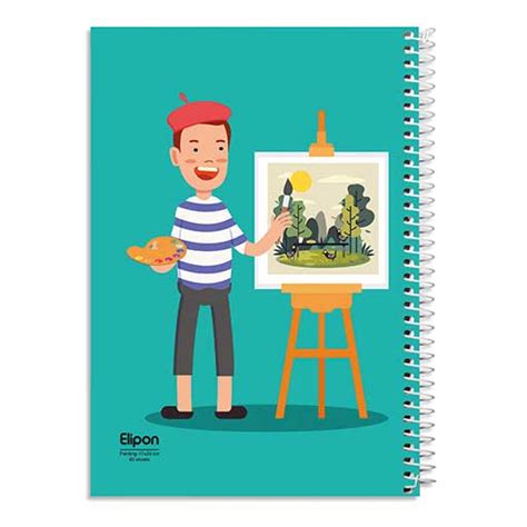 دفتر نقاشی ۴۰ برگ الیپون طرح پسرک نقاش گلد تحریر