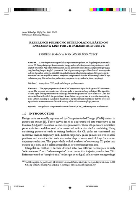 Pdf Reference Pulse Cnc Interpolator Based On Enclosing Line For 2d Parametric Curve Zahurin
