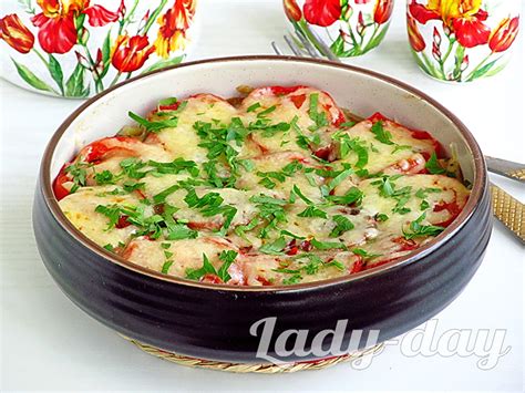 Помідори запечені з печерицями та сиром гаряча закуска