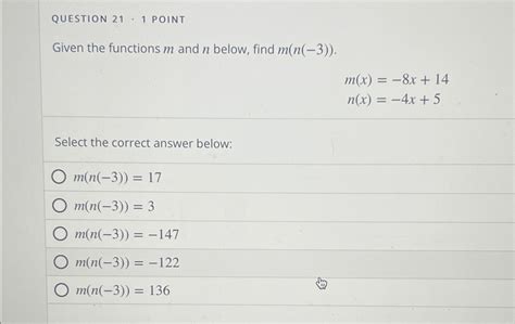 Solved QUESTION POINTGiven The Functions M And N Chegg