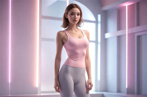 Woman Wear Fitness Clothing Pose Images With Ai Generated Premium AI Generated Image