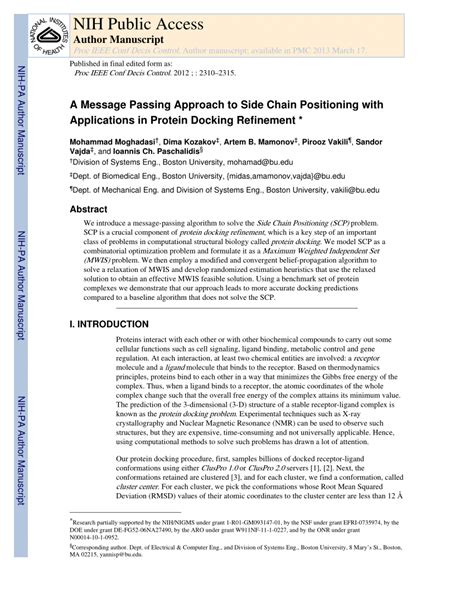 Pdf A Message Passing Approach To Side Chain Positioning With