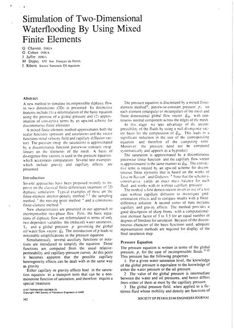 Pdf Simulation Of Two Dimensional Waterflooding By Using Mixed Finite Elements