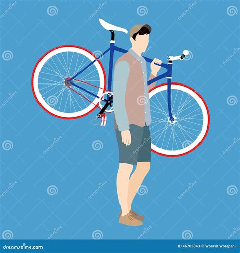 Cyclists Man And Fixed Gear Bicycle Cartoon Vector CartoonDealer Com