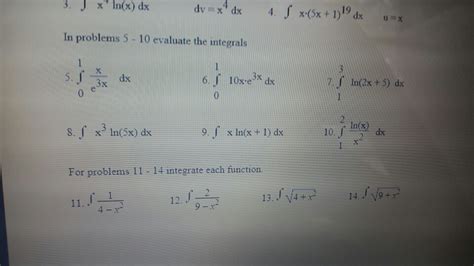 solved for problems 6 and 10 evaluate the integrals