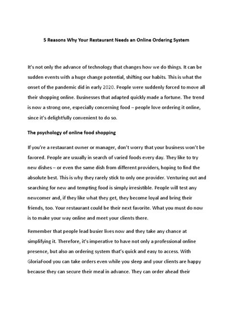 5 Reasons Why Your Restaurant Needs An Online Ordering System Pdf Menu Restaurants