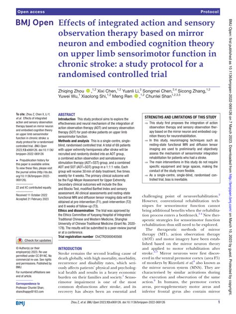 pdf effects of integrated action and sensory observation therapy