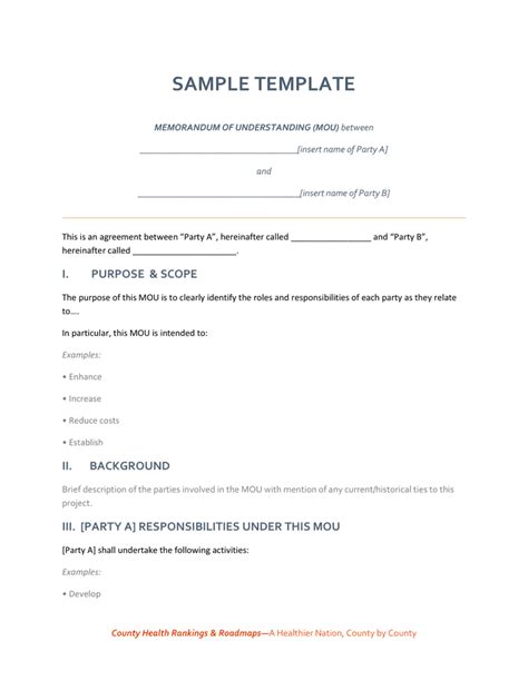 Memorandum Of Understanding Sample Template In Word And Pdf Formats