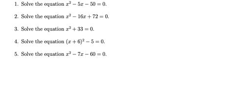 1 Solve The Equation X2−5x−50 0 2 Solve The