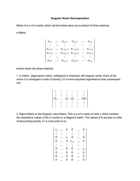 Dimensionality Reduction Singular Vector Decompositionsvd By The