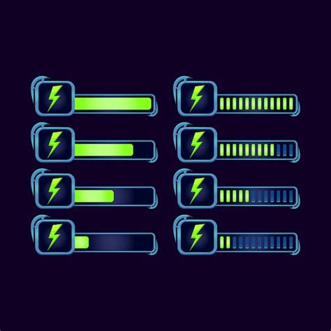 premium vector set of gui fantasy rpg health life progress bar for