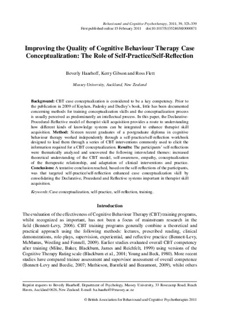 pdf improving the quality of cognitive behaviour therapy case