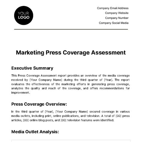 Free Marketing Press Coverage Assessment Template To Edit Online