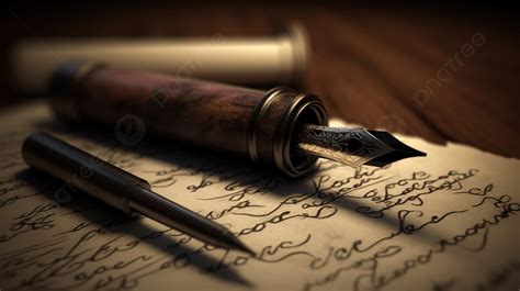 Poetry On Vintage Paper Ink Pen 3d Rendering Background Calligraphy