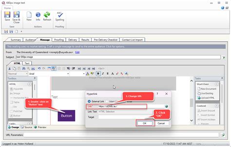 Insert Button Snippet Into Mailing Content Systems Training Hub University Of Queensland