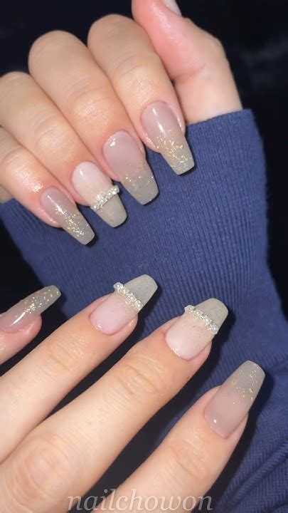 골드 글리터 심플 네일💛 진주 포인트 네일 Youtube