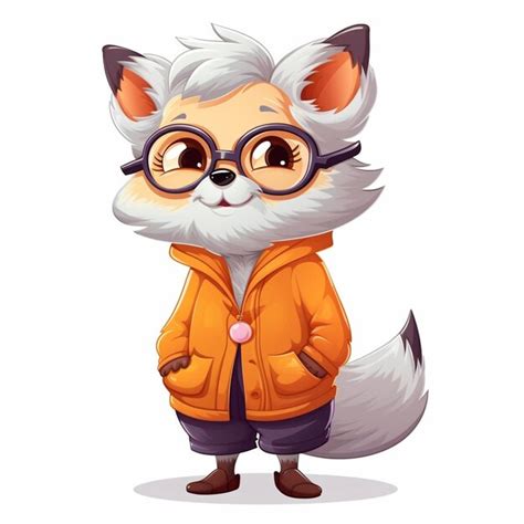 Premium Photo Cartoon Fox In Glasses And A Jacket Generative Ai