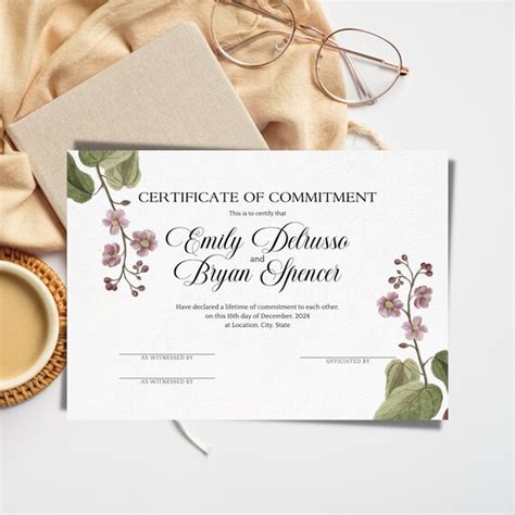 Printable Commitment Certificate Template Certificate Of Etsy
