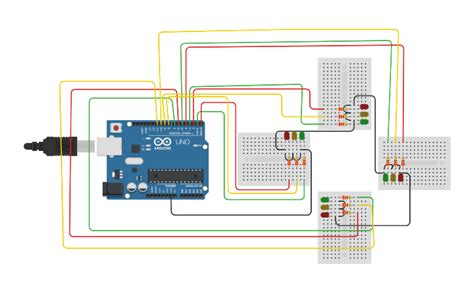 Circuit Design ออกแบบ ไฟจราจร 4 Stage Tinkercad
