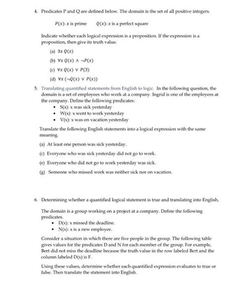 Solved 4 Predicates P And Q Are Defined Below The Domain