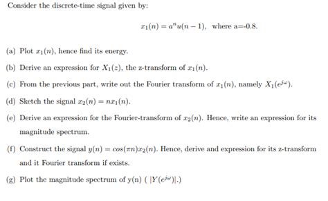solved consider the discrete time signal given by