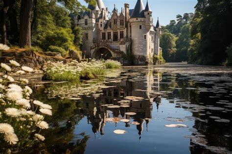 Premium Ai Image Historic Castle And Its Reflection In A Moat Filled