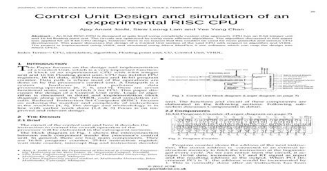 Pdf Control Unit Design And Simulation Of An Experimental Risc Cpu