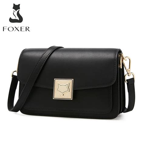 Foxer 우아한 고품질 스플릿 가죽 메신저 백 여성용 레트로 오르간 크로스바디백 박스 플랩 백 가을 겨울
