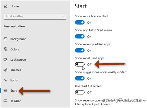 Remove Most Used Apps From The Windows Start Menu