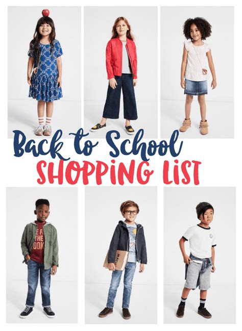 Back To School Clothing Shopping List Shopping List Clothes School