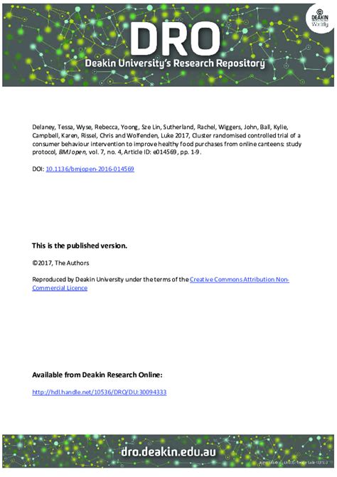 Pdf Cluster Randomised Controlled Trial Of A Consumer Behaviour Intervention To Improve
