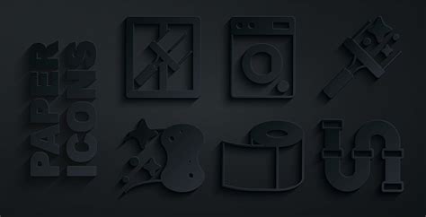 화장지 롤 창문용 고무 클리너 스폰지 산업 금속 파이프 와셔 및 아이콘을 설정합니다 벡터 3차원 형태에 대한 스톡 벡터 아트 및 기타 이미지 Istock