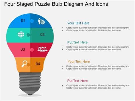 Eb Four Staged Puzzle Bulb Diagram And Icons Flat Powerpoint Design PowerPoint Presentation