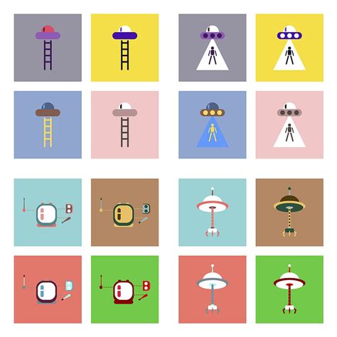 컬러 배경 벡터에 아이콘 공간 장비 세트 Eps Ai Uidownload