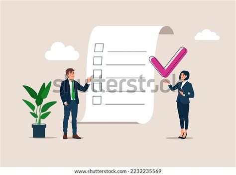 businesswoman giving check on checkbox achievement stock vector