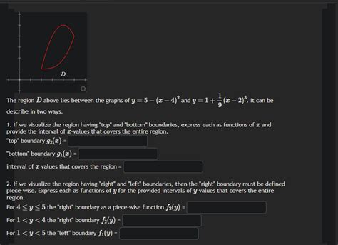 Solved The Region D ﻿above Lies Between The Graphs Of