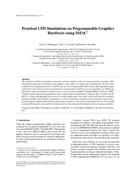 Pdf Fast Cfd Simulations On Gpus Using Smac