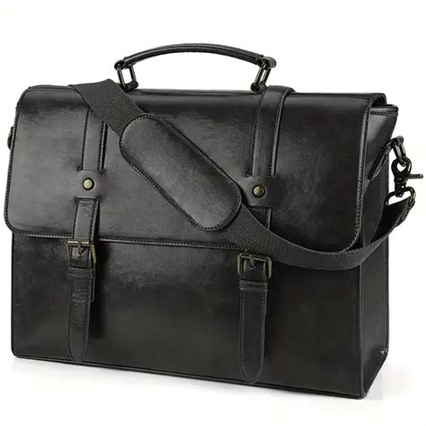 Business Travel Bag Leather Messenger Bag For Men 156 Inch Laptop