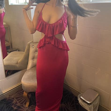 Pink Boohoo Maxi Dress Worn Once X Depop