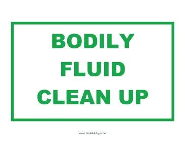 Printable Bodily Fluid Clean Up Kit Sign