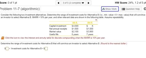 score 0 of 1 pt problem 11 7 algorithmic 3 of 5 2 complete hw