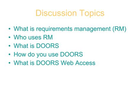 Dynamic Object Oriented Requirements System Doors Ppt