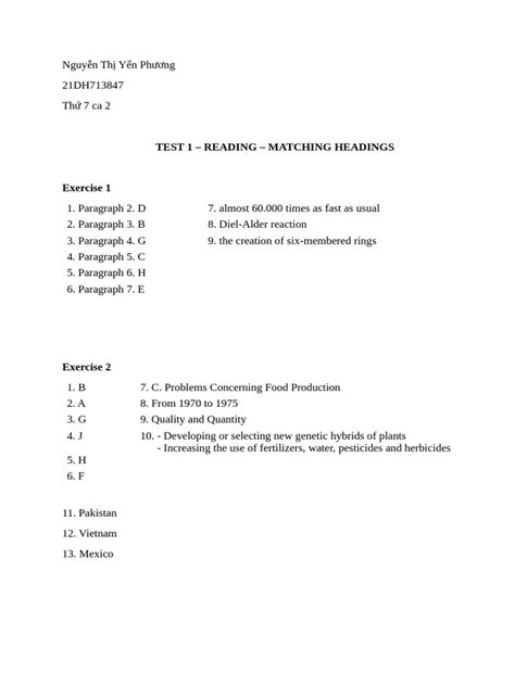 Test 1 Reading Matching Headings Pdf