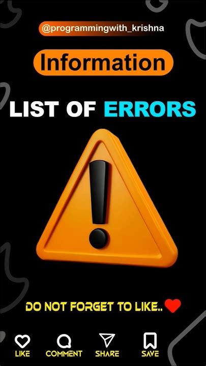 List Of Website Errors Shortvideo Programming Programmingwithkrishna