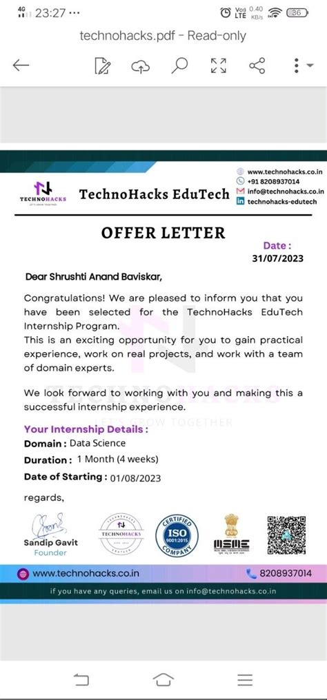 Shrushti Baviskar On Linkedin Datascienceinternship Technohacksedutech Datadrivensolutions