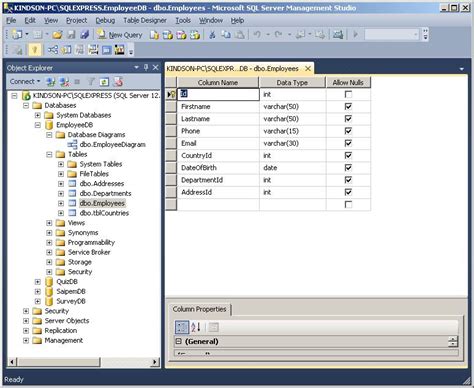 restful web services tutorial 5 create employee database in ms sql