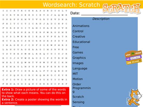 scratch programming wordsearch ict computing starter activity keywords
