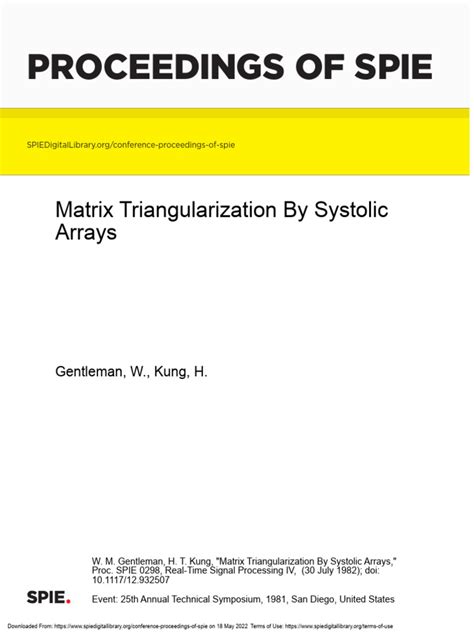 Matrix Triangularization By Systolic Pdf