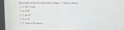 Solved The Portion Of The Hiv That Binds To Helper ﻿t